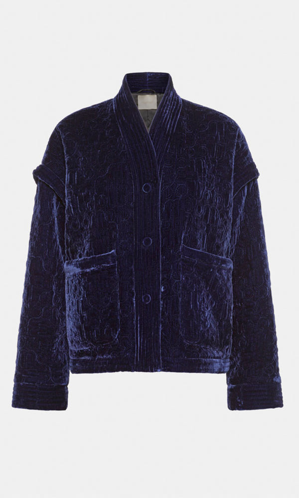 Momoni Kuma Jacket Quilted Silk Blend - Indigo - hoss