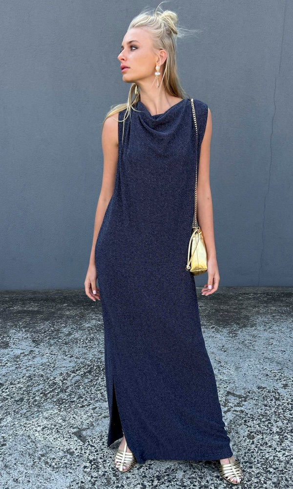HOSS Cowl Maxi Dress - Midnight Blue - hoss