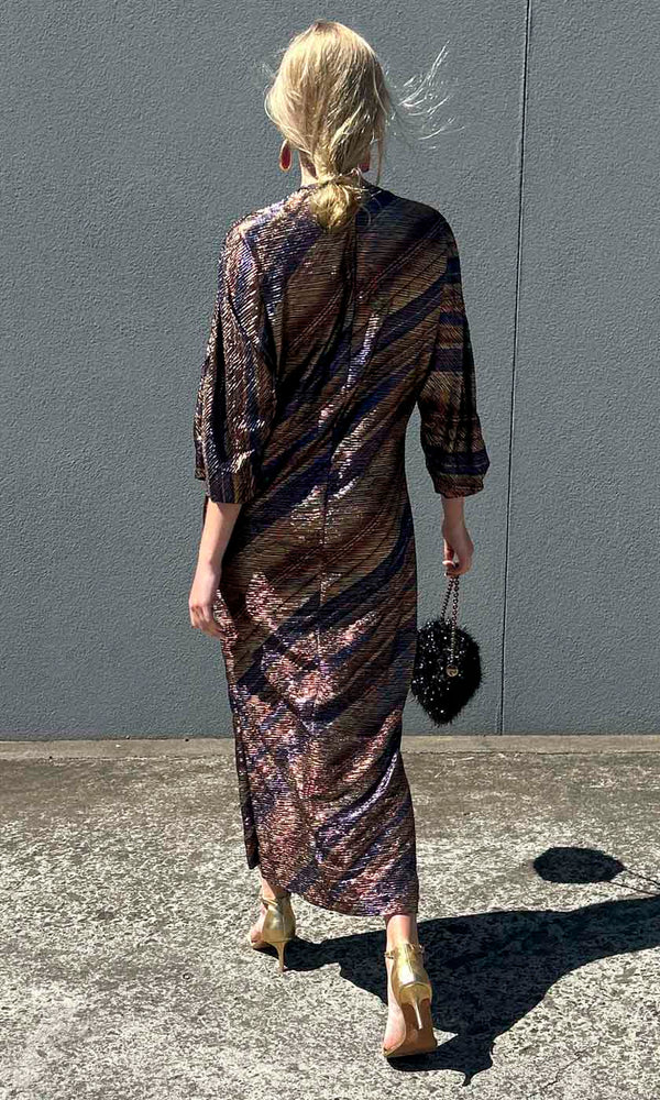 HOSS Carla Dress - Blue Bronze Metallic - hoss