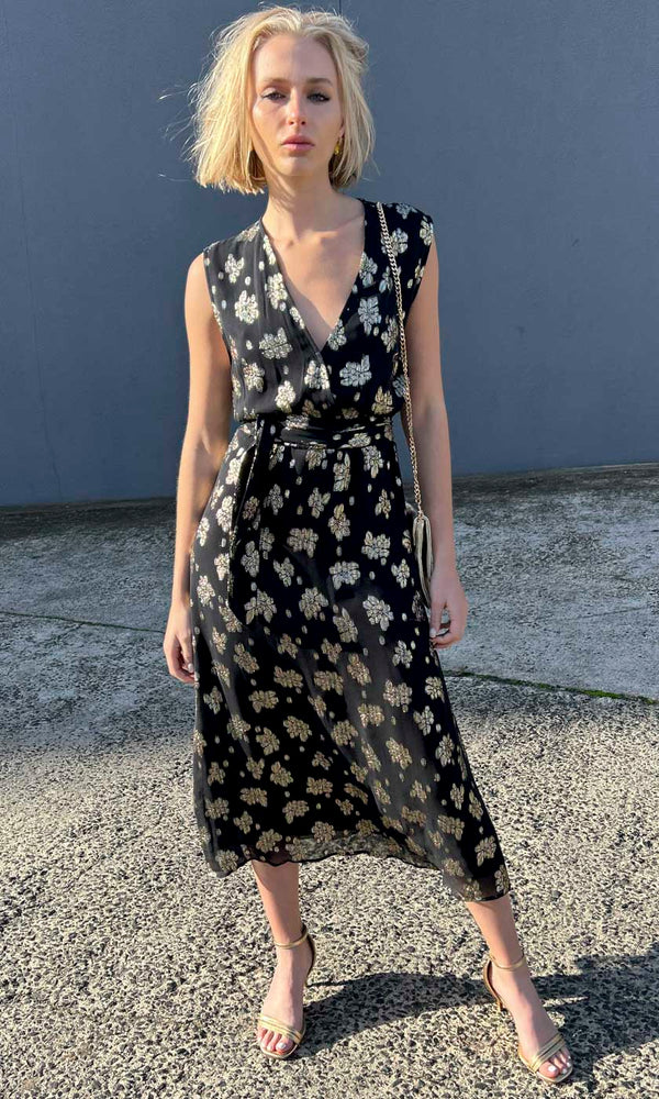 HOSS Gold Leaf Motiv Dress - hoss