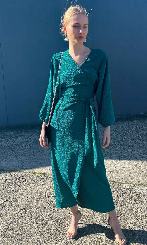 HOSS Glam Wrap Dress - Jade - hoss