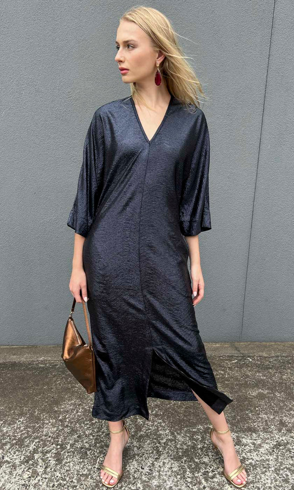 HOSS Carla Dress - Midnight metallic knit - hoss