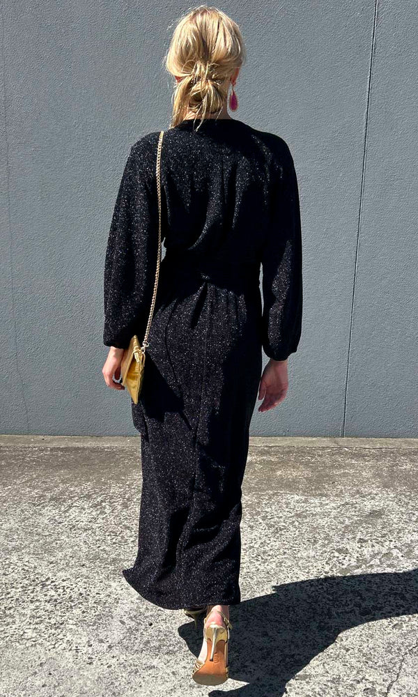 HOSS Glam Wrap Dress - Black - hoss