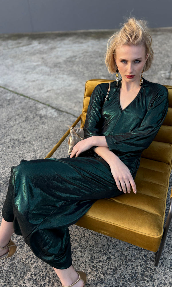 HOSS Carla Dress - Metallic Knit Water Green - hoss