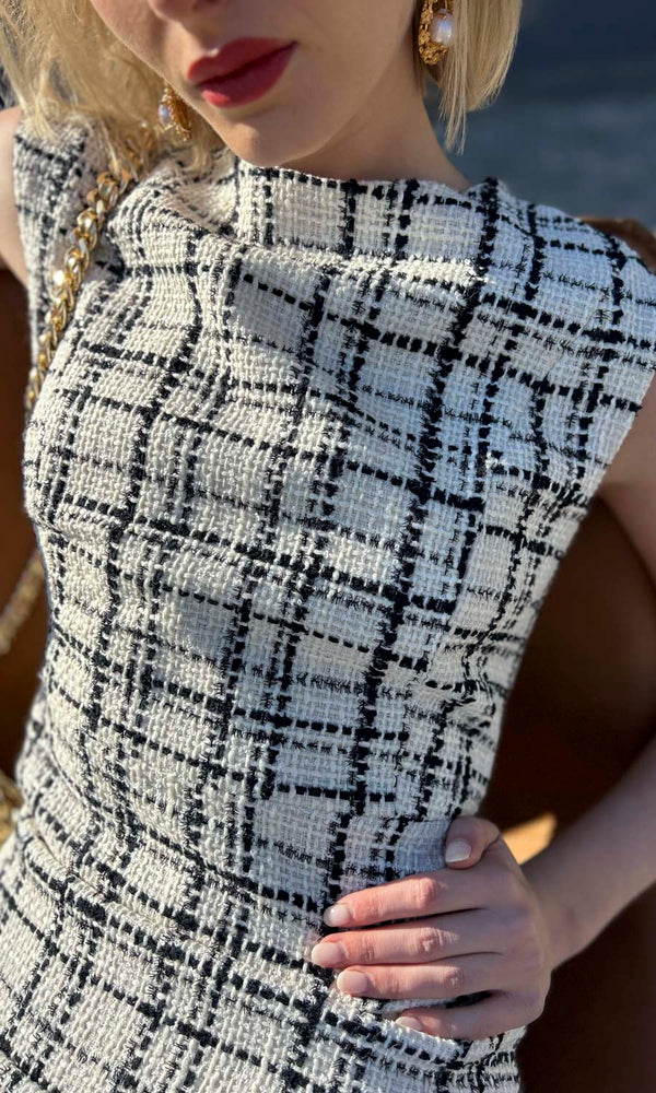 hoss Dahlia Wool Dress - Black white check