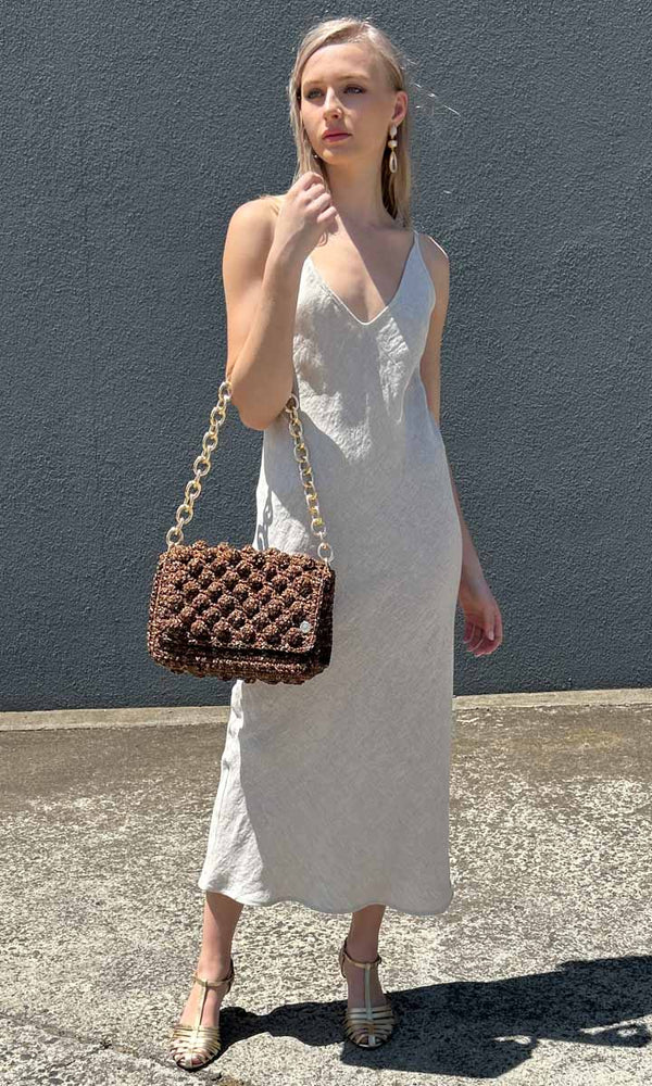 Dominique Midi Shift Dress - Cream Muslin - hoss