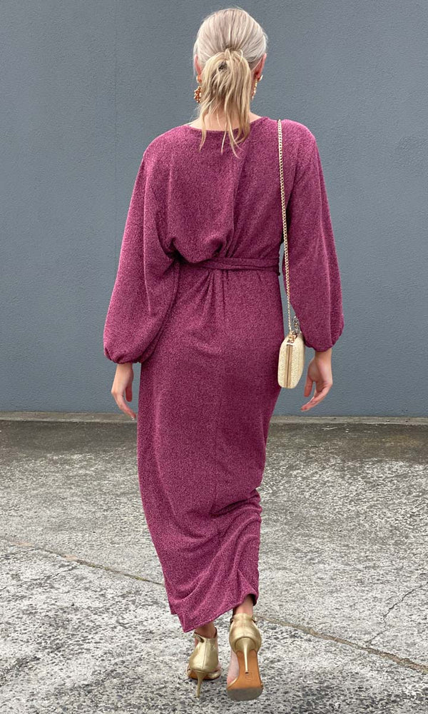 HOSS Glam Wrap Dress - Raspberry - hoss